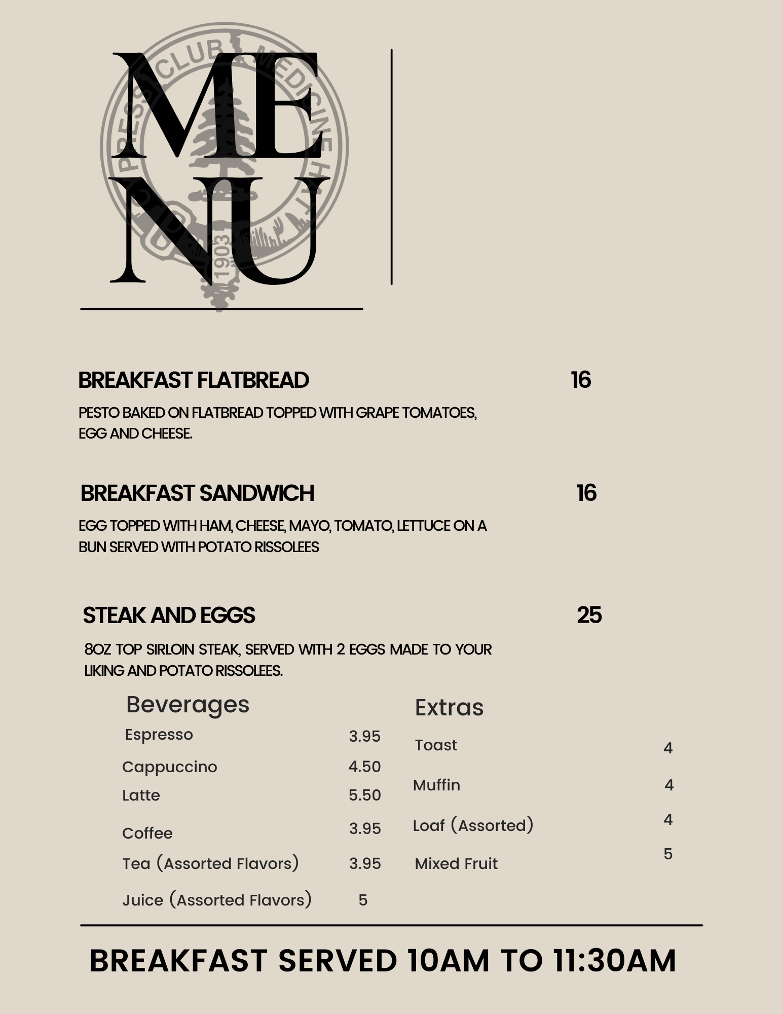 Dining Menus | Cypress Club Medicine Hat